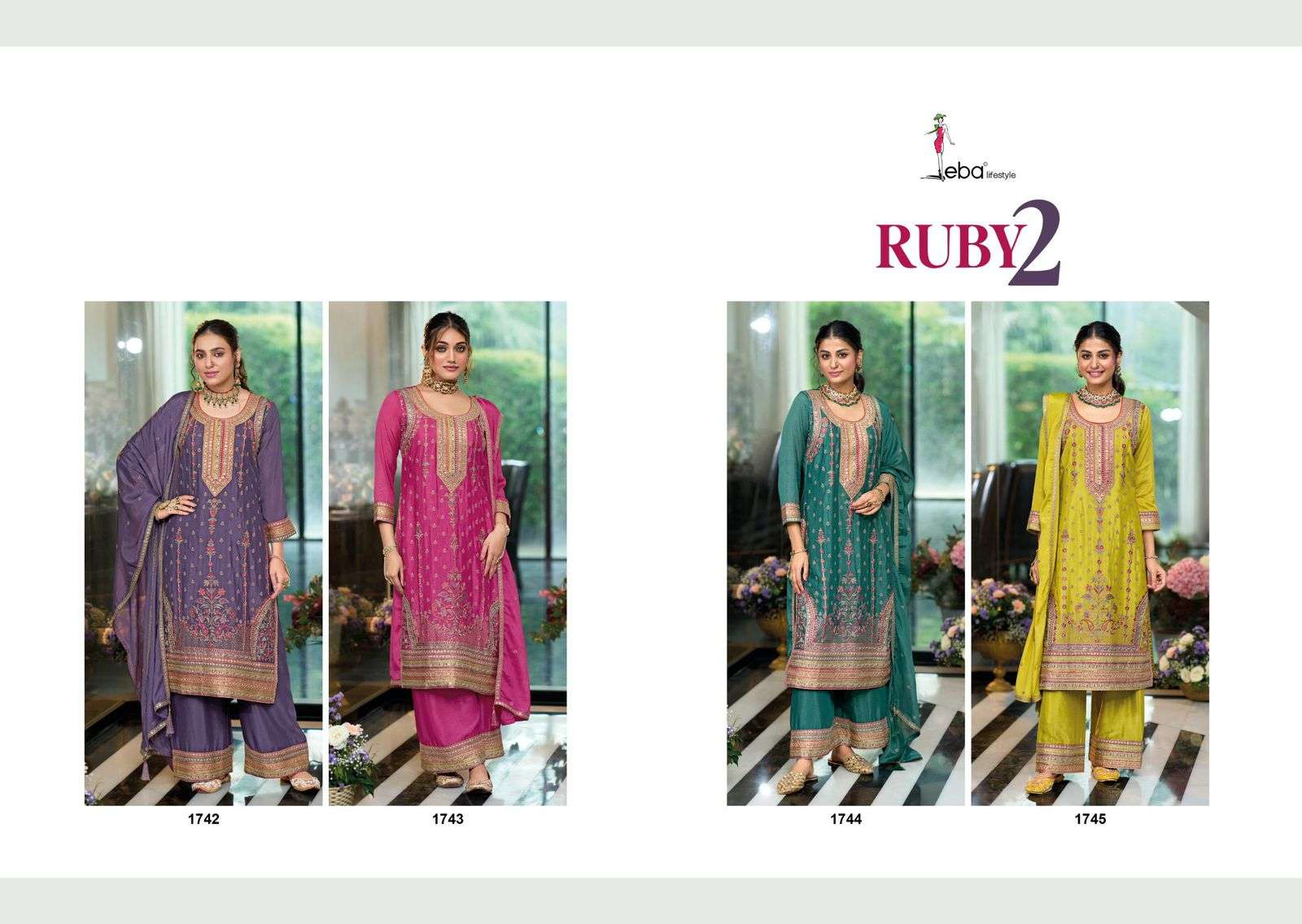 Eba Lifestyle Ruby Vol 2 Heavy Palazzo Designer Suit Readymade Catalog