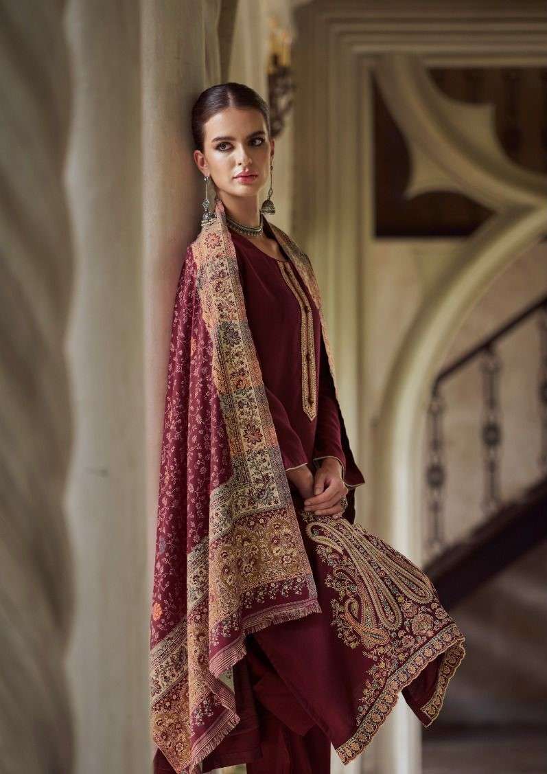 Karachi Prints Kesar Silsiley Kashmiri Pattern Pashmina Suit Catalog Dealer