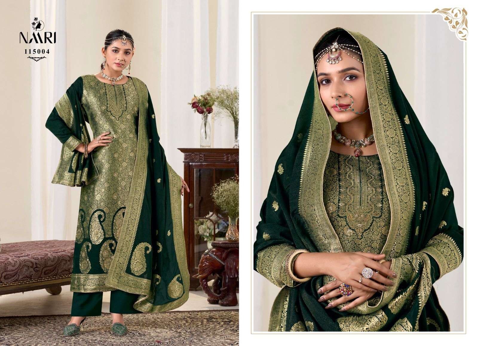 Naari Gul Bahar Designer Pashmina Jacquard Suit Catalog Wholesale