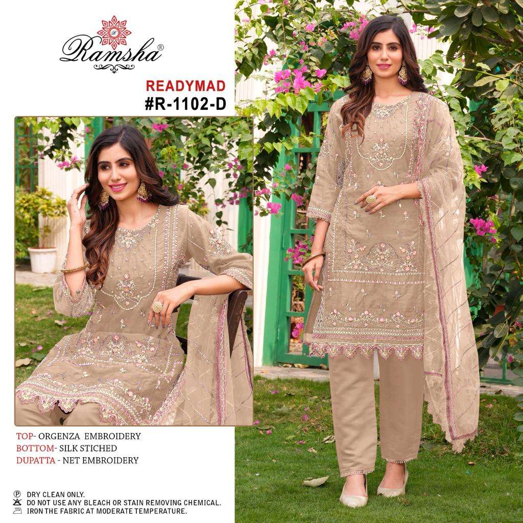 Ramsha R 1102 Nx Organza Pakistani Suit Readymade Collection