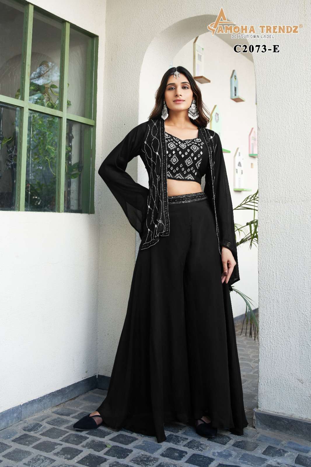 Amoha Trends C 2073 Colors Crop Tops Shrug Suit Partywear Collection