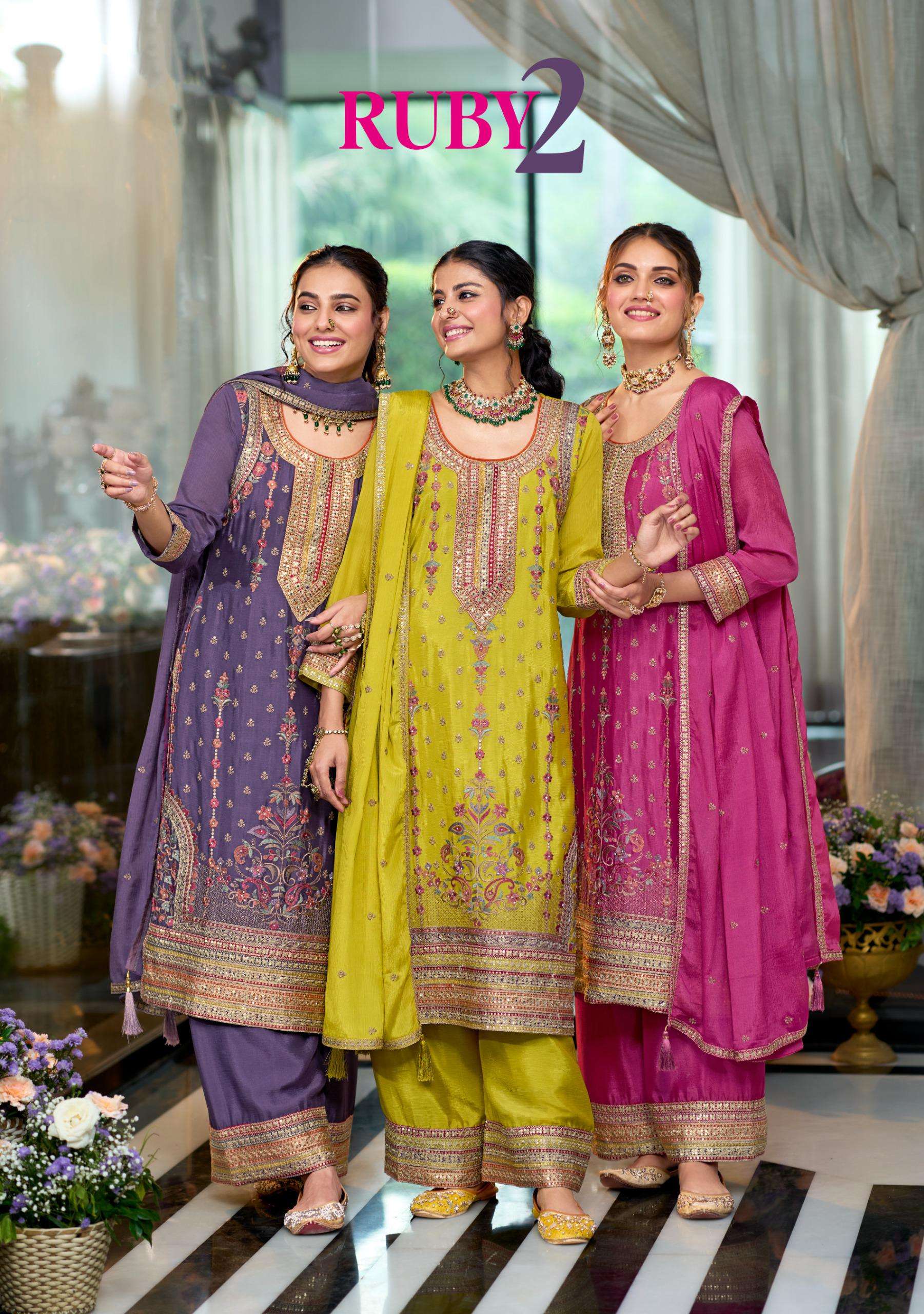 Eba Lifestyle Ruby Vol 2 Heavy Palazzo Designer Suit Readymade Catalog