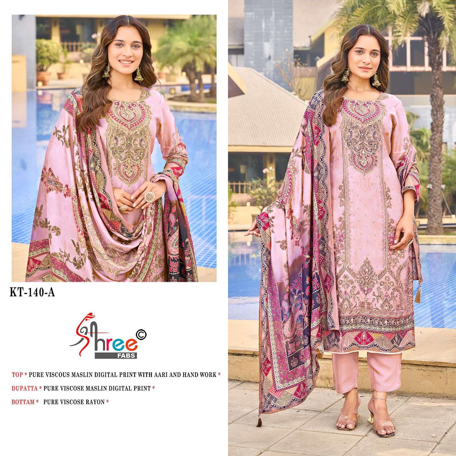 Shree Fabs Kt 140 Colors Fancy Muslin Salwar Kameez Catalog Wholesale