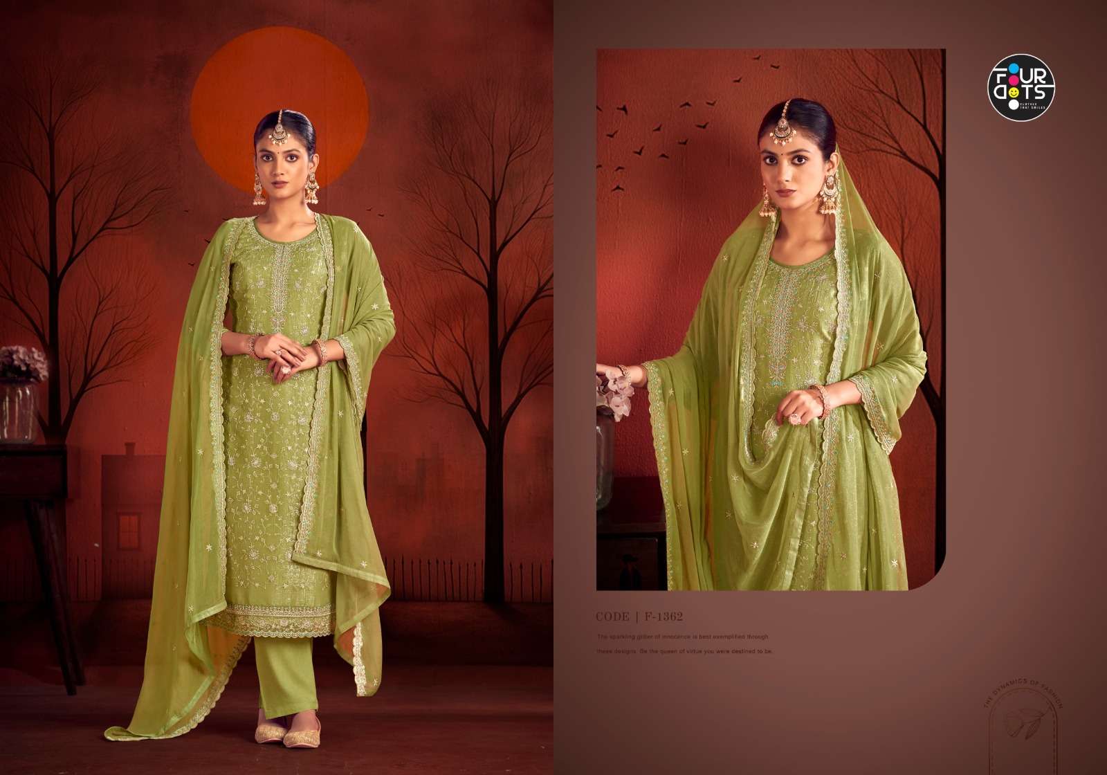 Fourdots Kundan Designer Silk Festive Wear Unstitch Suit Supplier