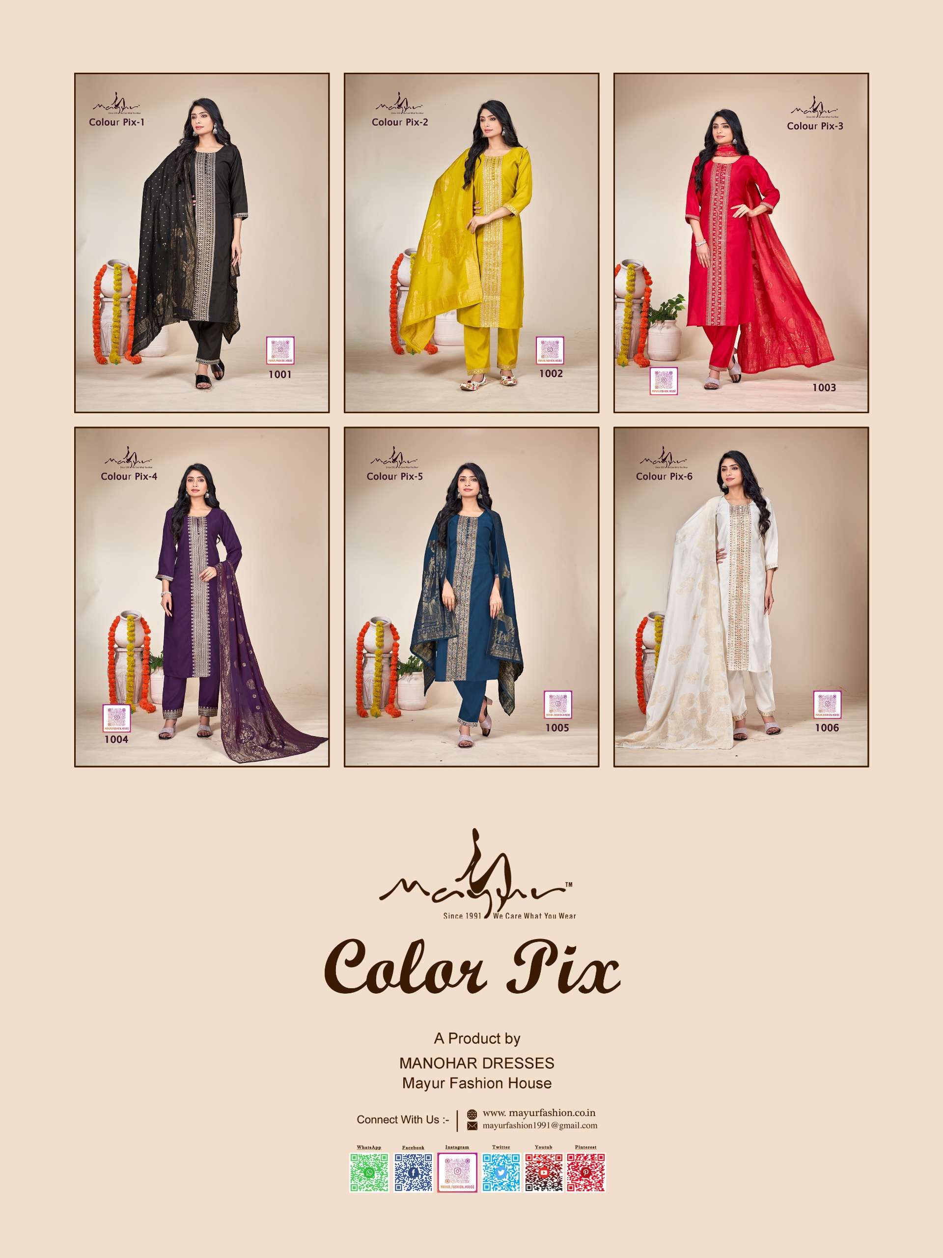 Mayur Color Pix Fancy 3 Piece Readymade Ladies Wear Set Collection