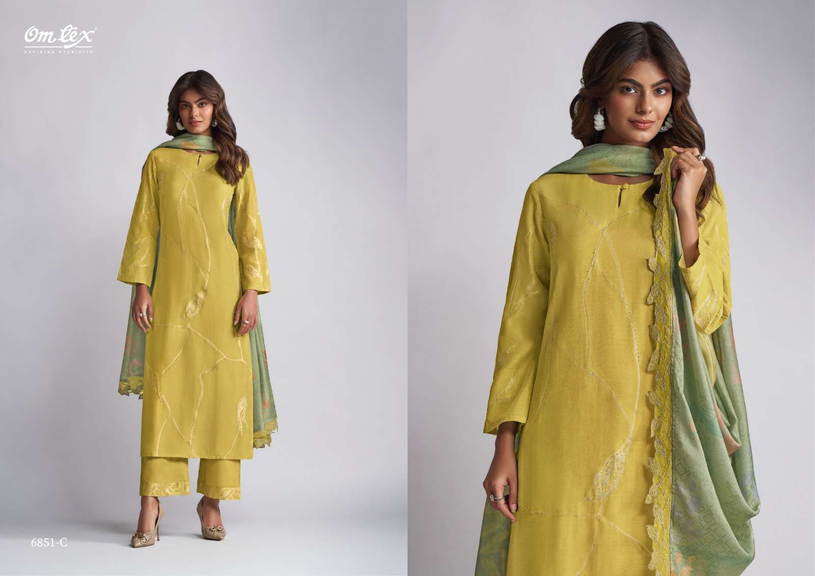 Omtex Oshini Exclusive Linen Jacquard Suit Latest Catalog Suppliers