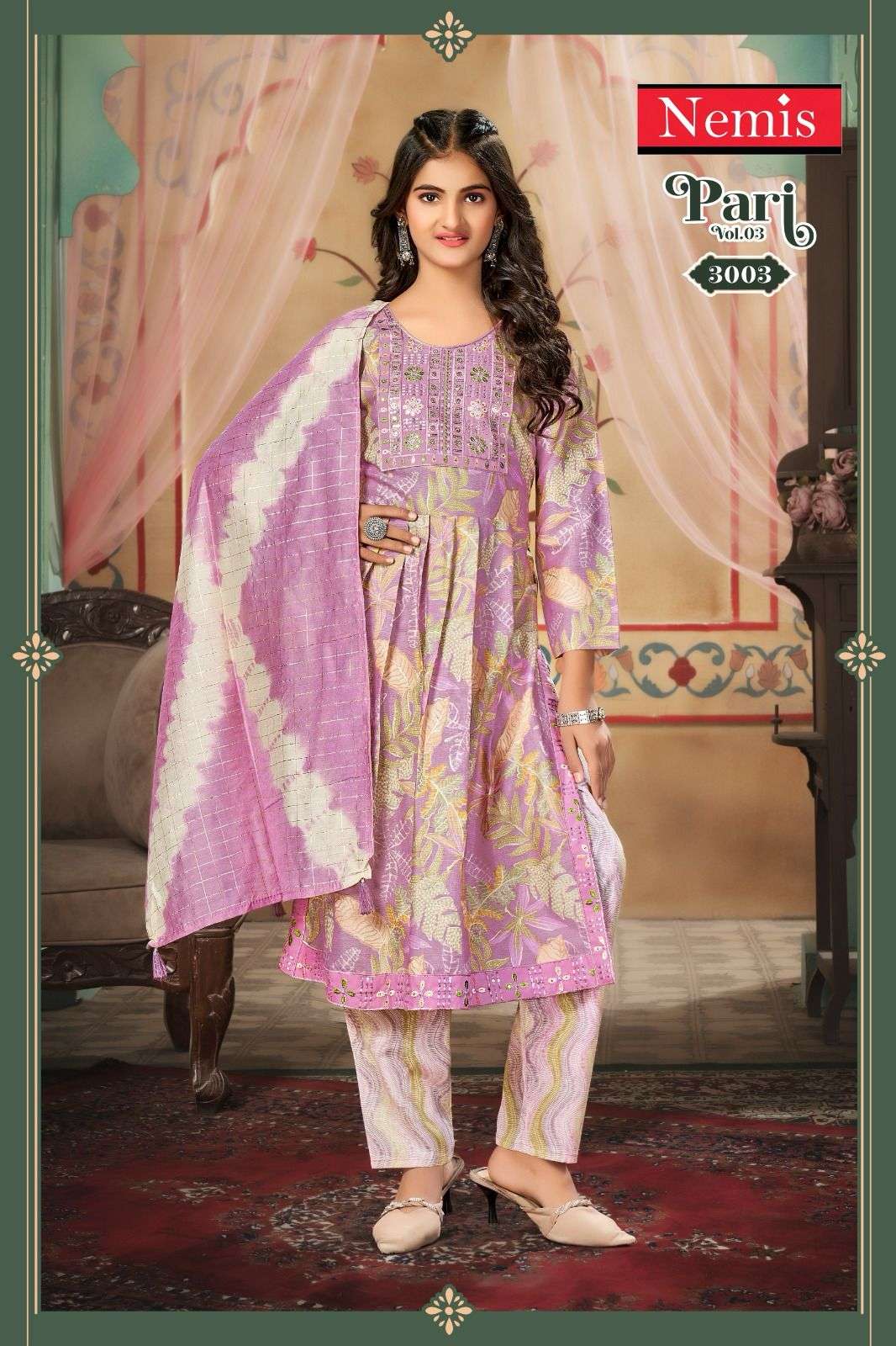 Nemis Pari Vol 3 Nayra Pattern Top Bottom Dupatta Set Exporters