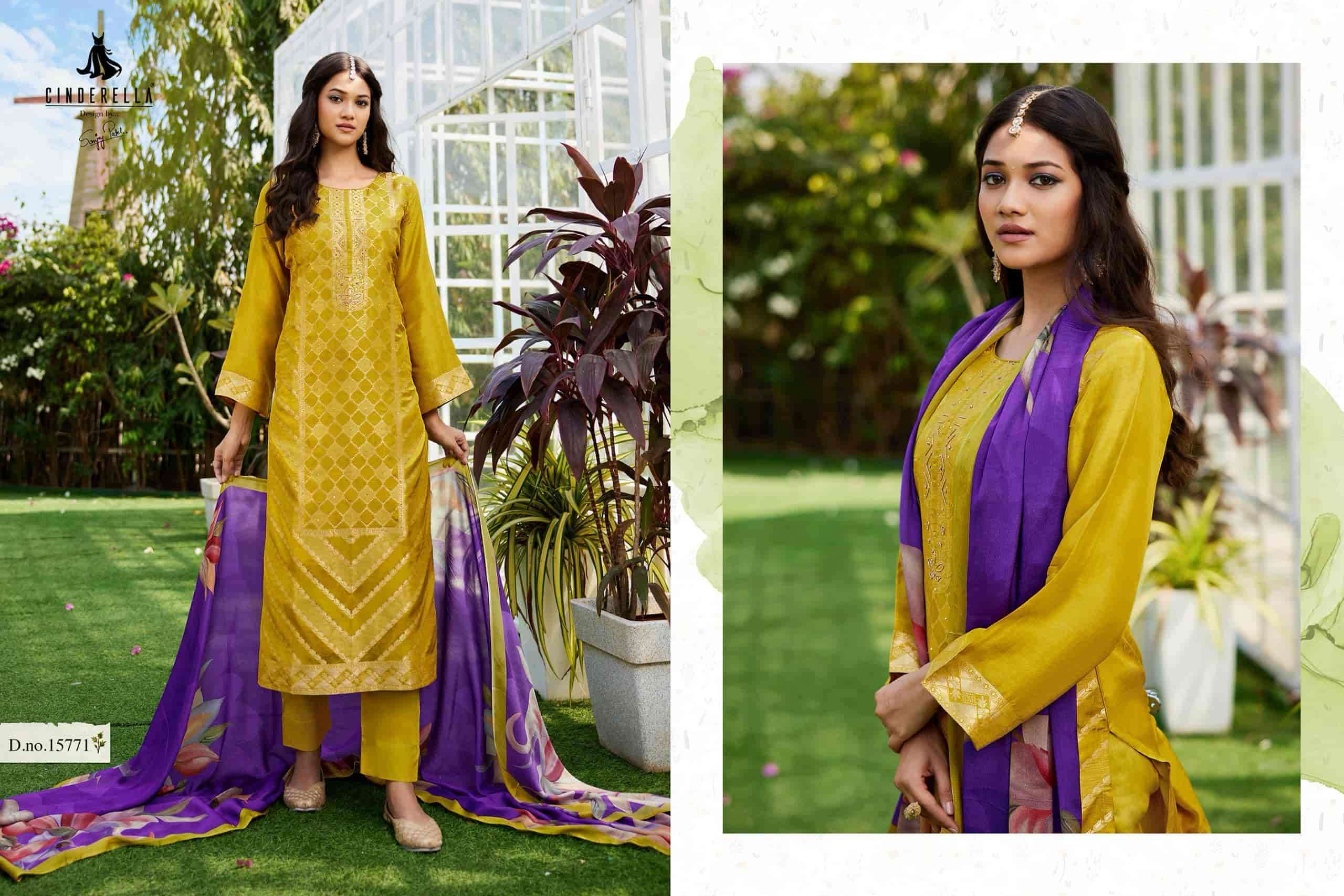 Cinderella Ashki Exclusive Jacquard Silk Latest Suit Catalog Suppliers