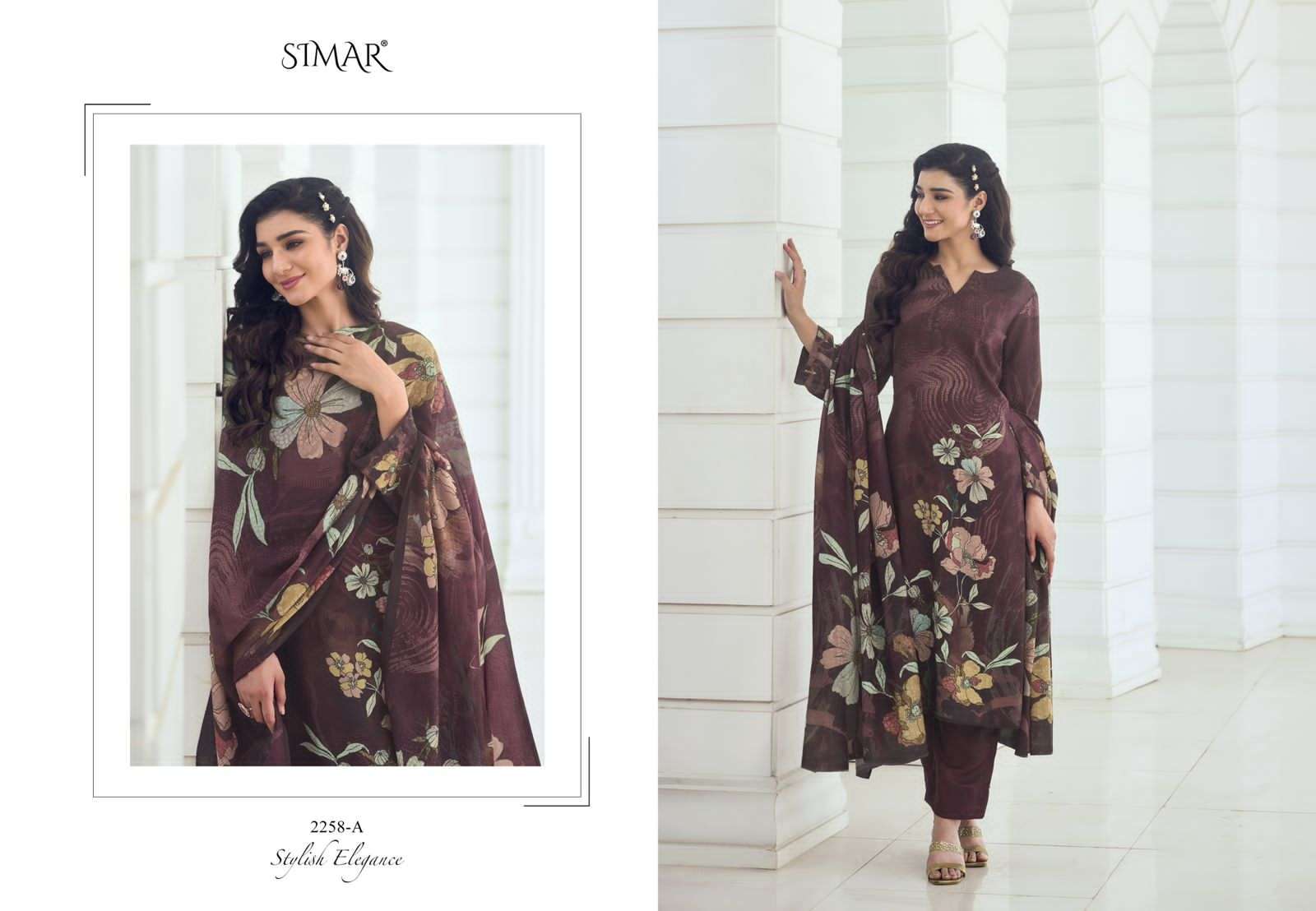 Glossy Simar Armani Digital Prints Pure Pashmina Suit Catalog Dealers