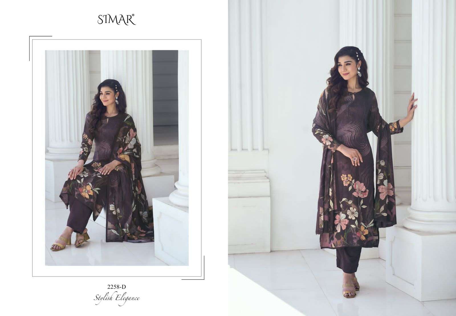 Glossy Simar Armani Digital Prints Pure Pashmina Suit Catalog Dealers