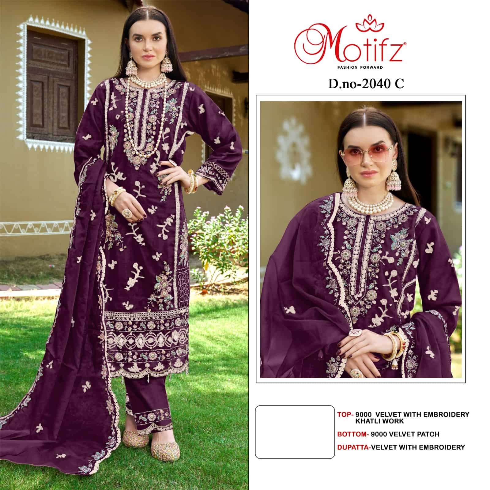 Motifz D 2040 Colors Designer Work Pakistani Velvet Suit Catalog ...