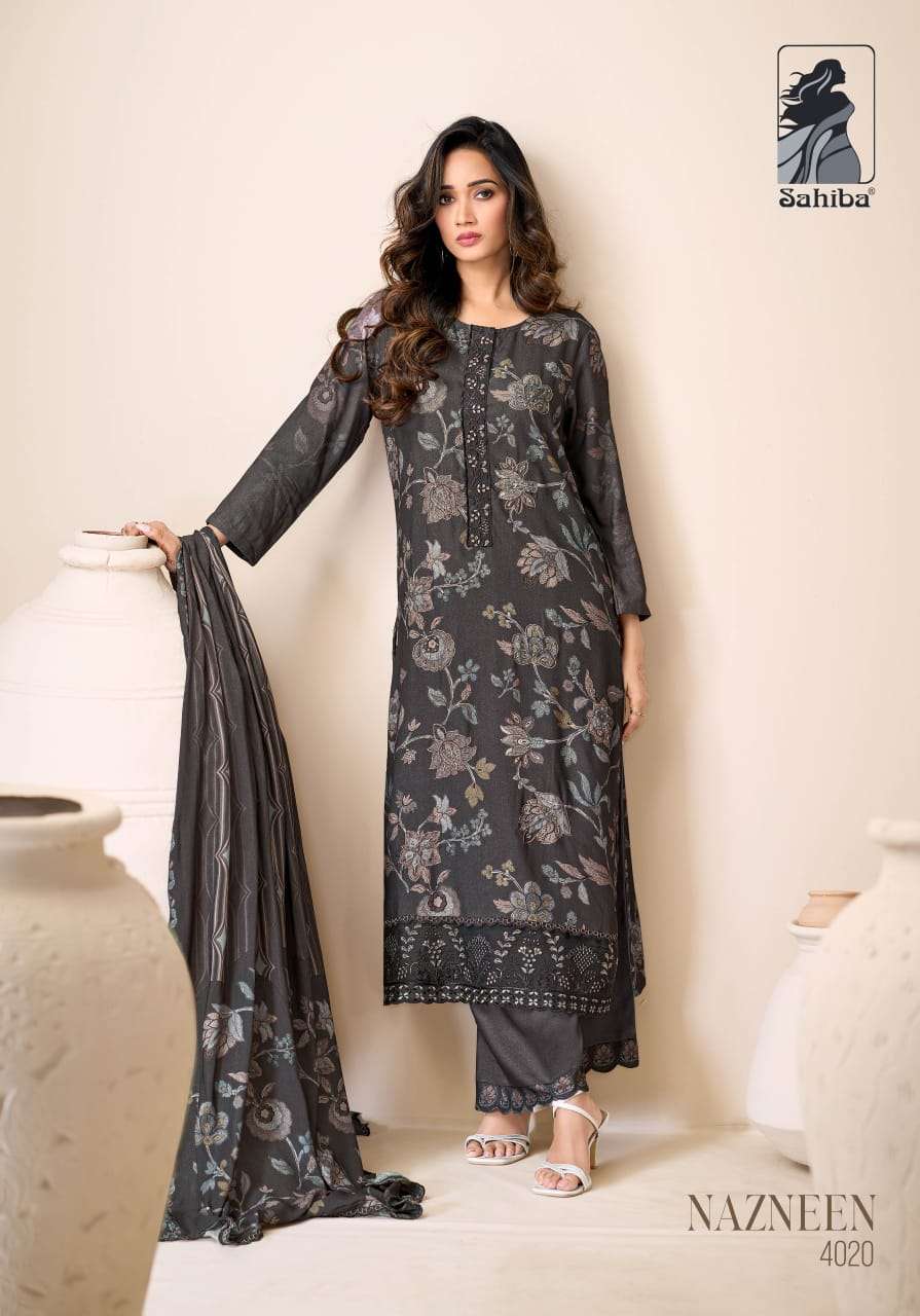 Sahiba Nazneen Pure Pashmina Digital Printed Winter Suit Catalog Wholesale