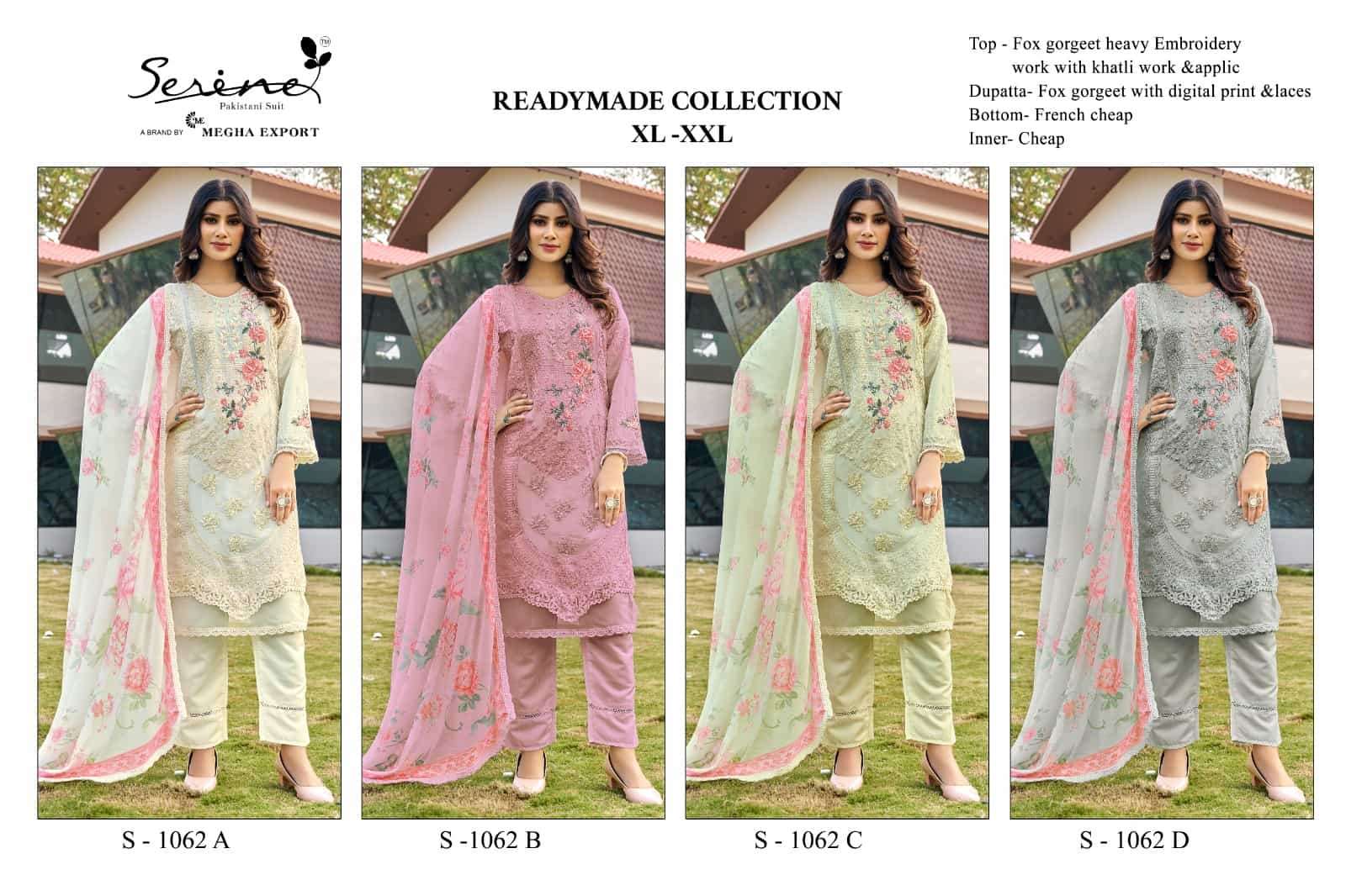 Serine S 1062 Colors Pakistani Georgette Latest Suit Catalog Suppliers