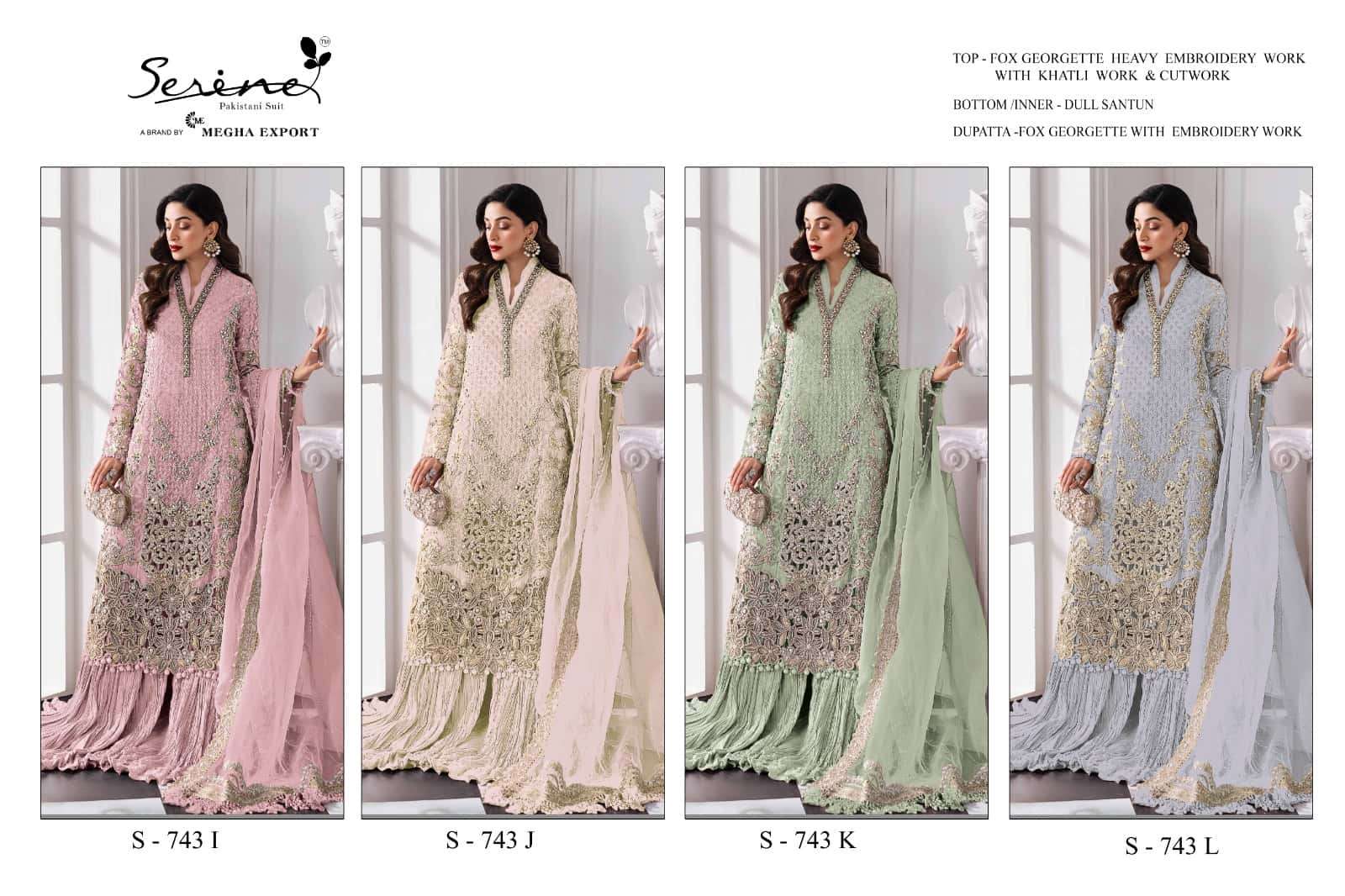 Serine S 743 Colors Vol 3 Partywear Style Pakistani Suit Catalog Suppliers