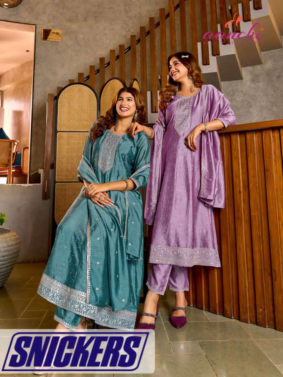 Aanchi Snickers Designer Silk Readymade 3 Piece Suit Catalog Wholesale