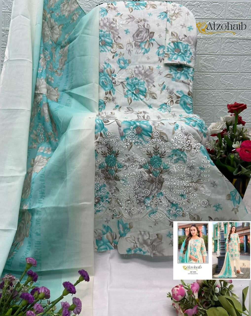 Al Zohaib Asma Vol 1 Pure Cotton Pakistani Salwar Suit Catalog Dealers