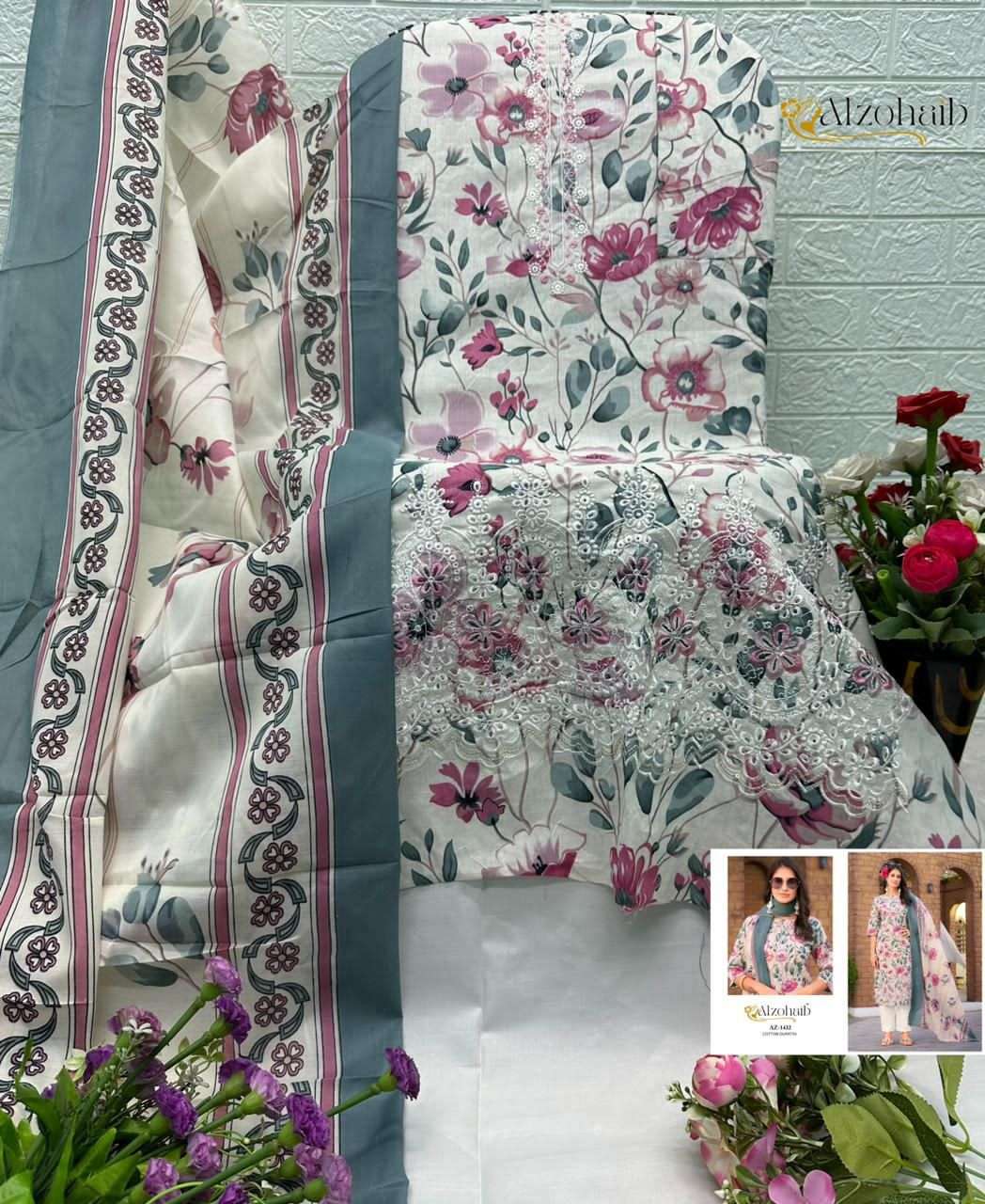 Al Zohaib Asma Vol 1 Pure Cotton Pakistani Salwar Suit Catalog Dealers