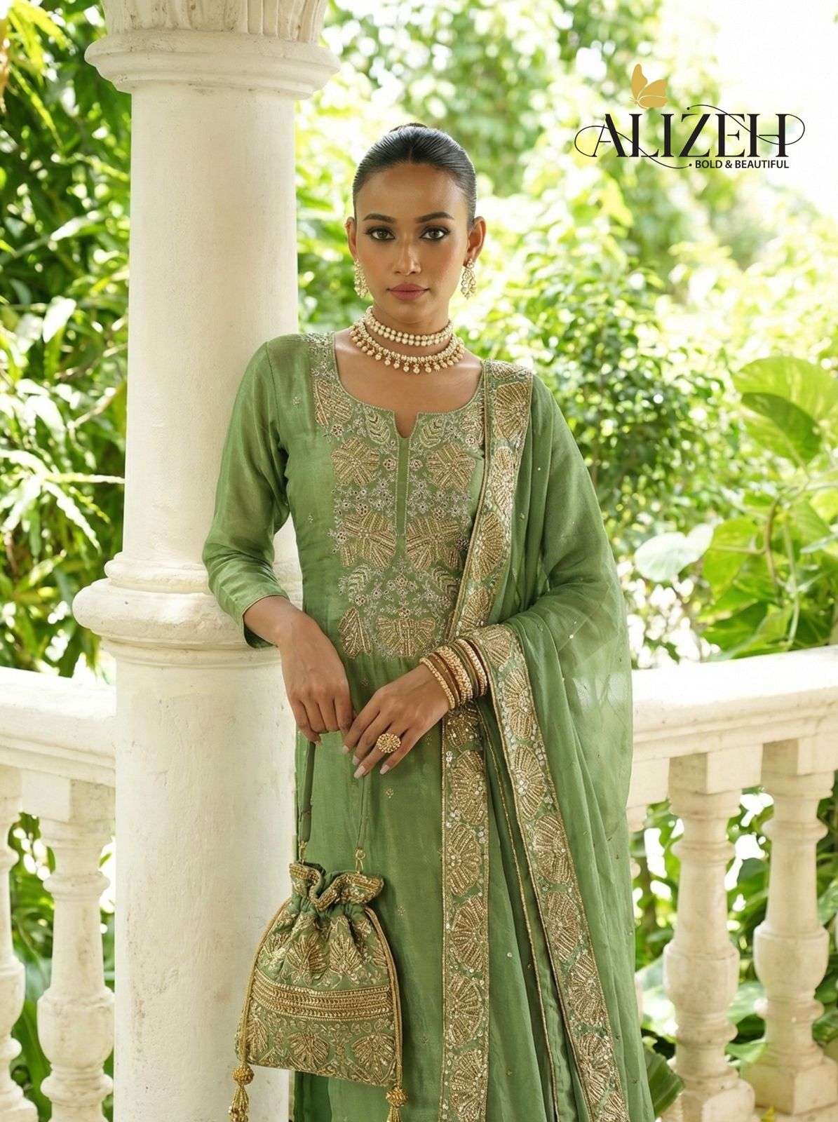 Alizeh 7058 To 7061 Readymade Designer 3 Pec Suit Catalog Wholesalers