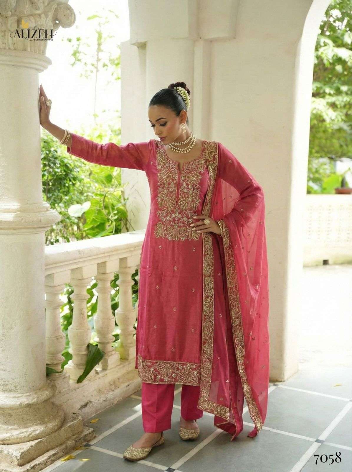 Alizeh 7058 To 7061 Readymade Designer 3 Pec Suit Catalog Wholesalers