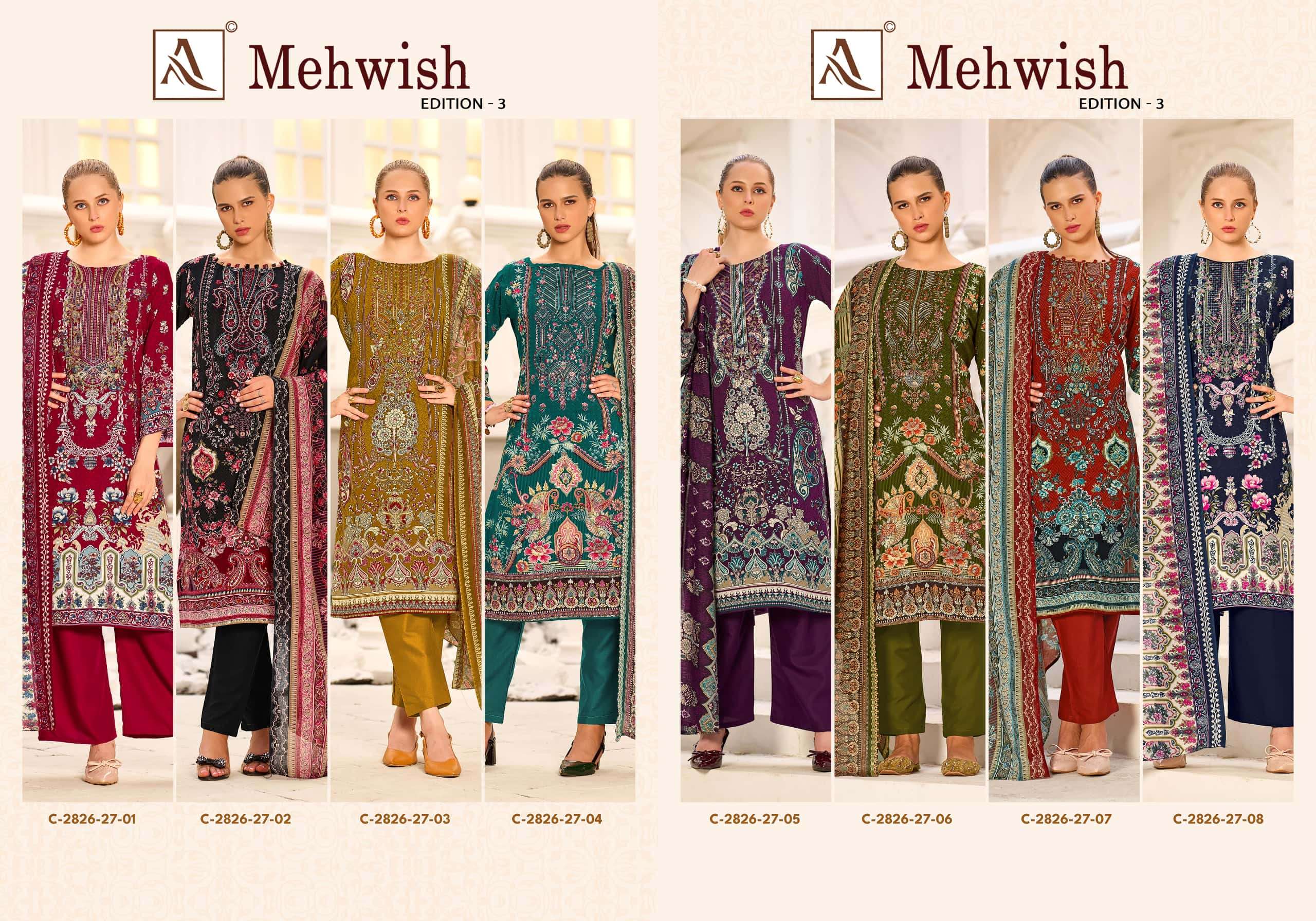 Alok Suit Mehwish Edition 3 Fancy Work Rayon Salwar Suit Suppliers