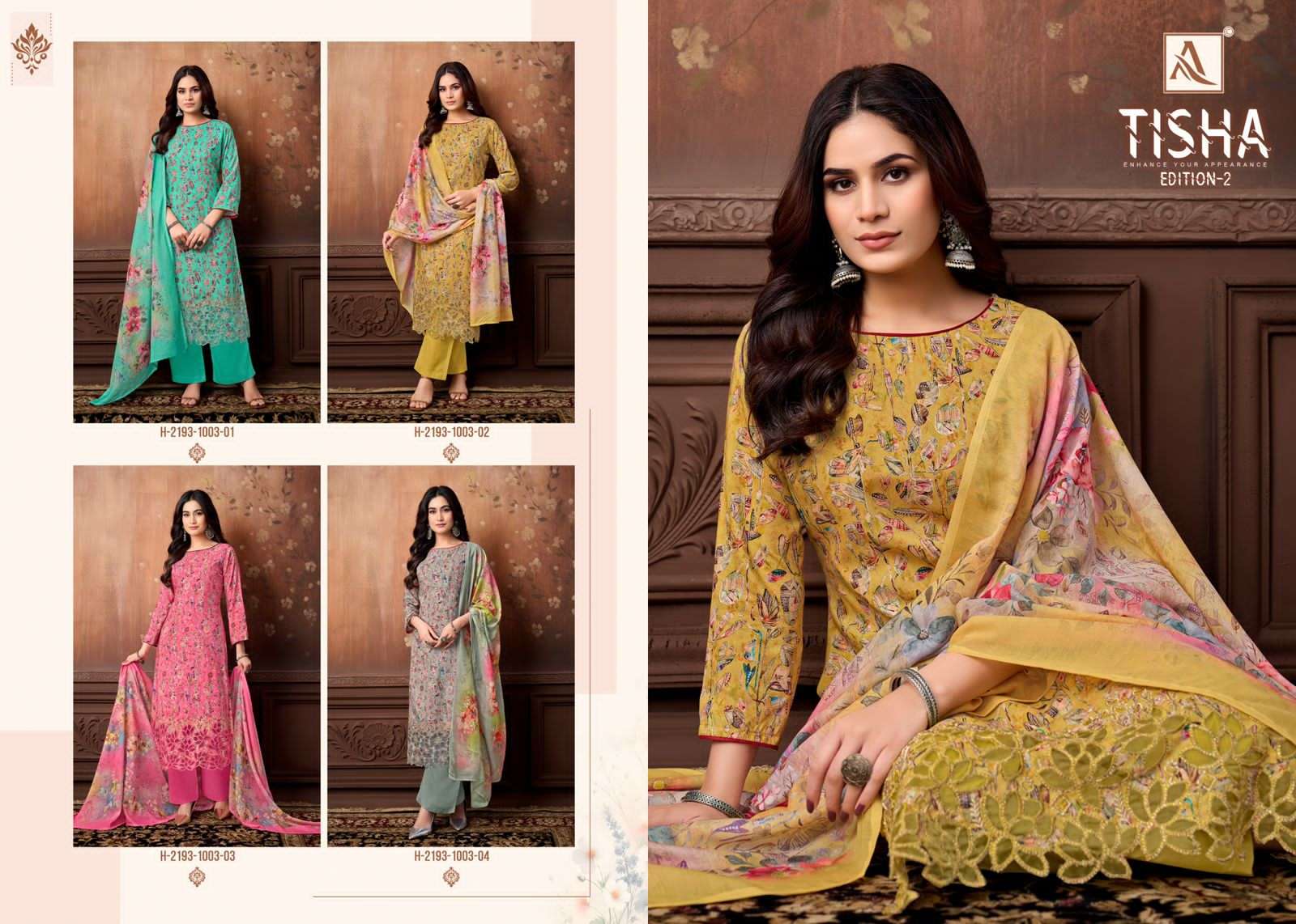 Alok Suit Tisha Edition 2 Fancy Eplic Work Rayon Suit Catalog Exporters