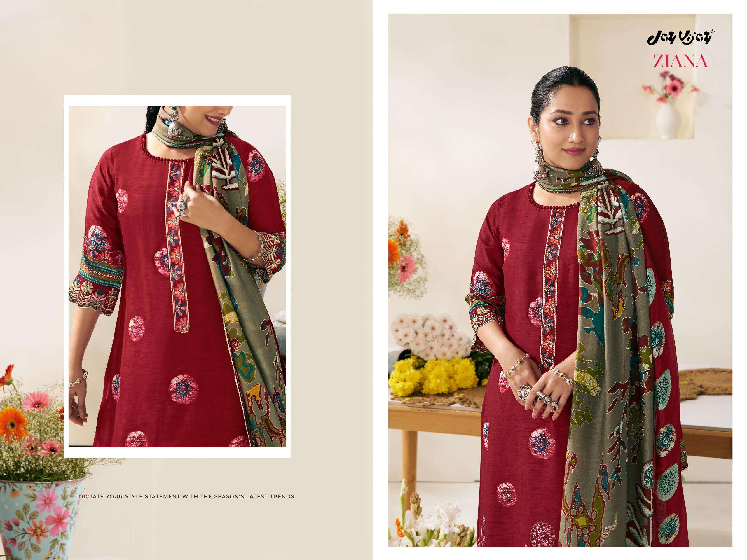 Jay Vijay Ziana 3262 Fancy Bemberg Silk Ladies Suit Catalog Wholesale Price