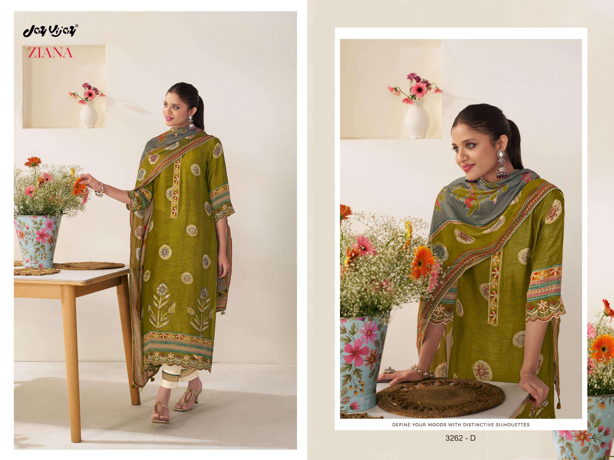 Jay Vijay Ziana 3262 Fancy Bemberg Silk Ladies Suit Catalog Wholesale Price