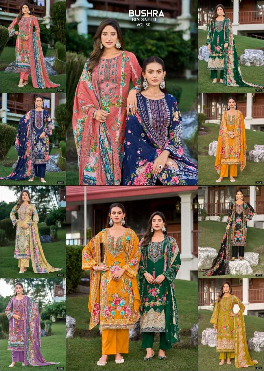 Zaraa Bushra Bin Saeed Vol 30 Exclusive Cotton Ladies Suit Catalog ...